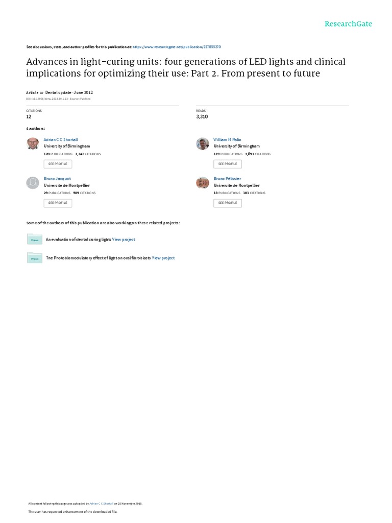 Advances in Light-Curing Units Four Generations of LED Lights and ...