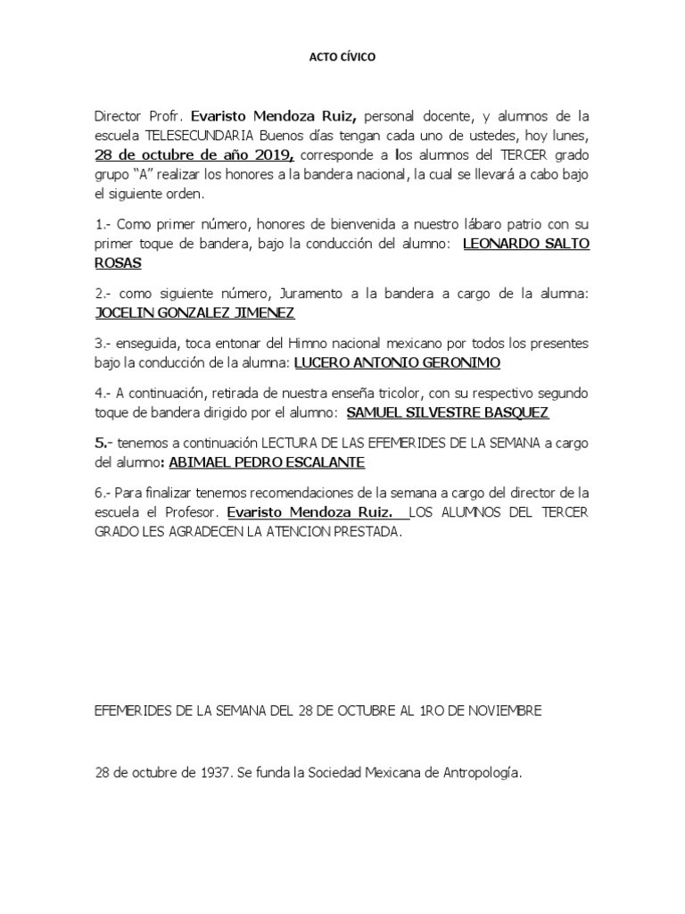 Formato de Acto Civico | PDF | México | Gobierno