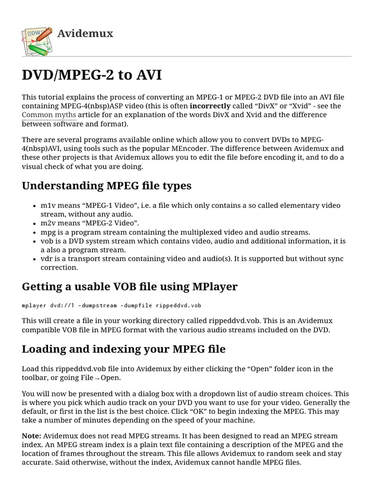 Tutorial DVD - To - Avi (Avidemux) - 1584054360621 PDF | PDF | Data Compression | Video