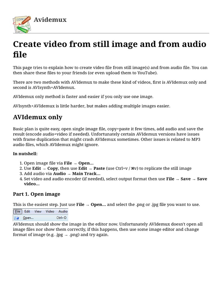 Tutorial Create - Video - From - Still - Image - and - From - Au | PDF ...