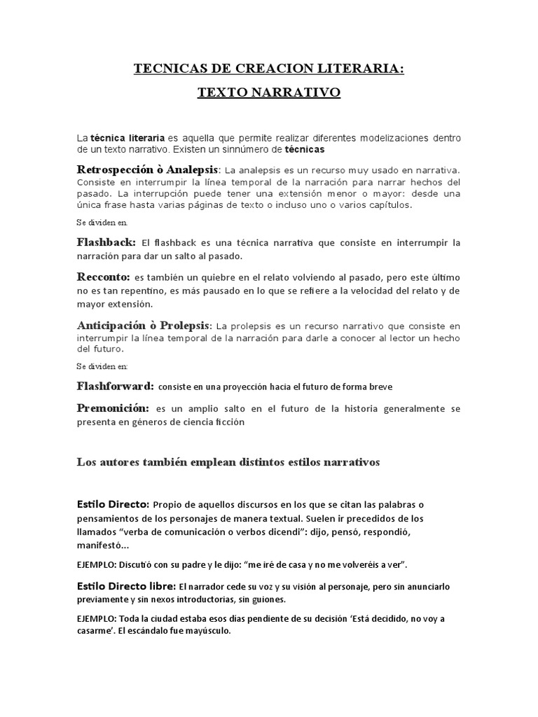 Tecnicas de Creacion Literaria | PDF