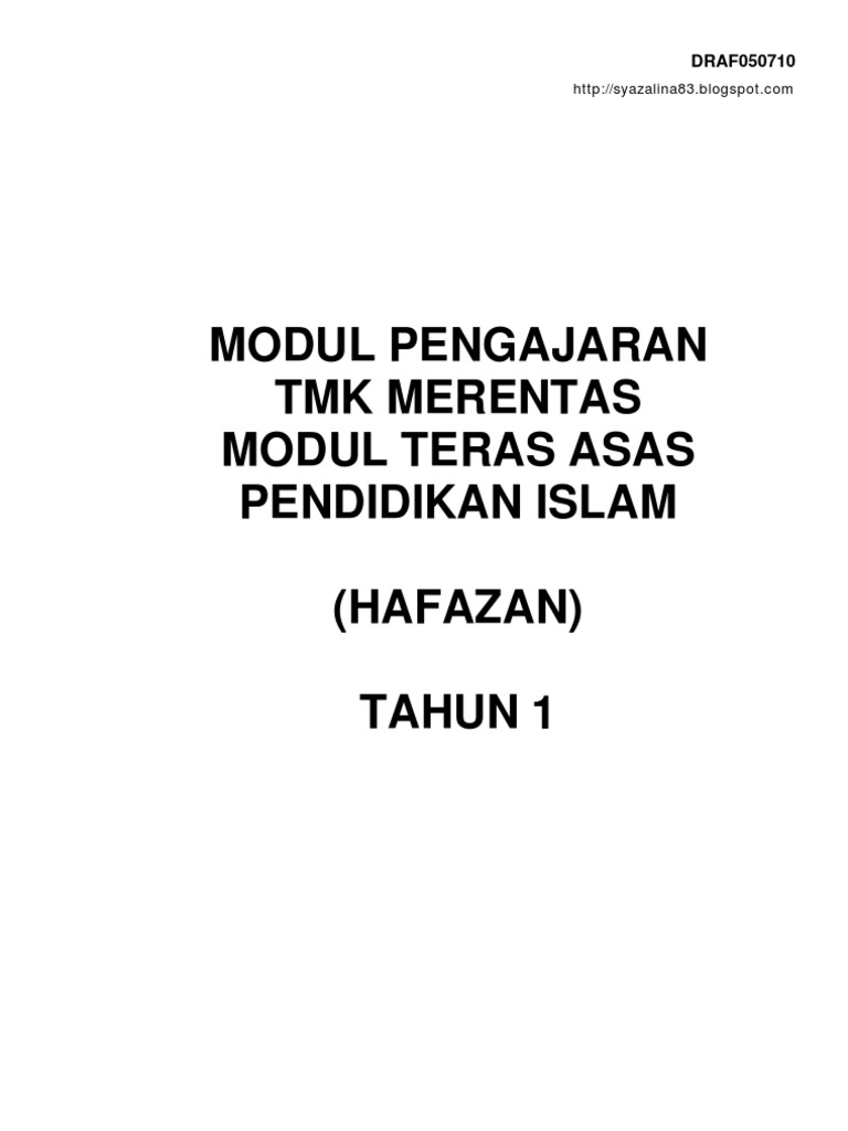 RPH Pendidikan Islam (TMK) Tahun 1 KSSR | PDF