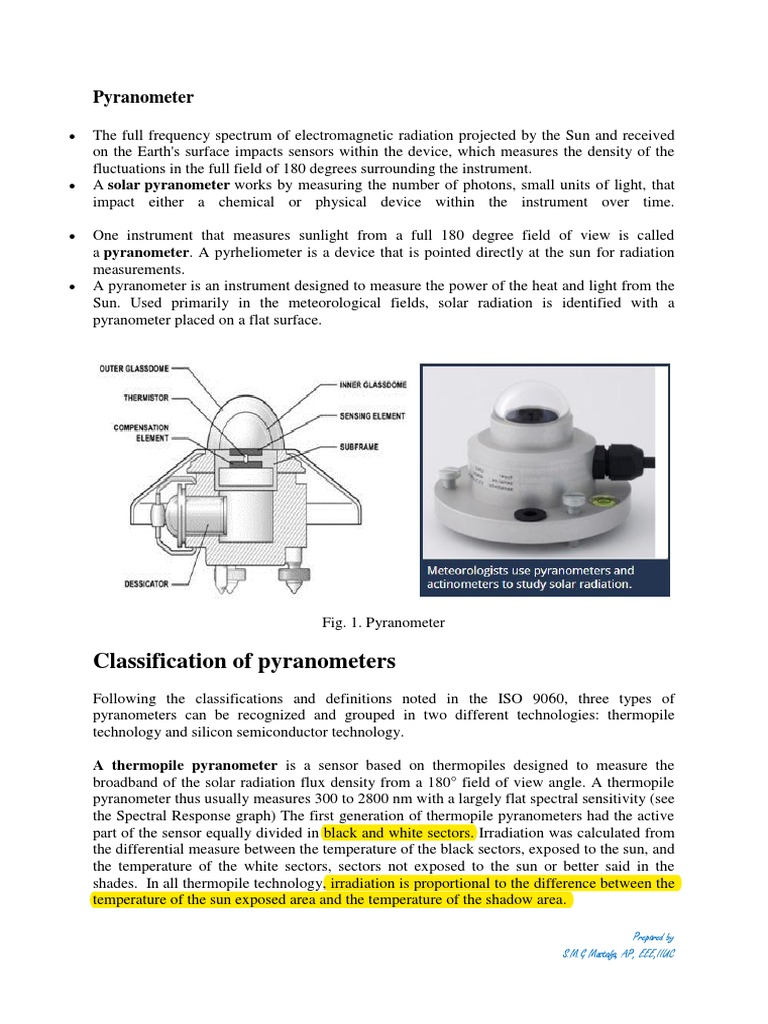Classification of Pyranometers: Pyranometer | PDF | Equipment | Applied ...