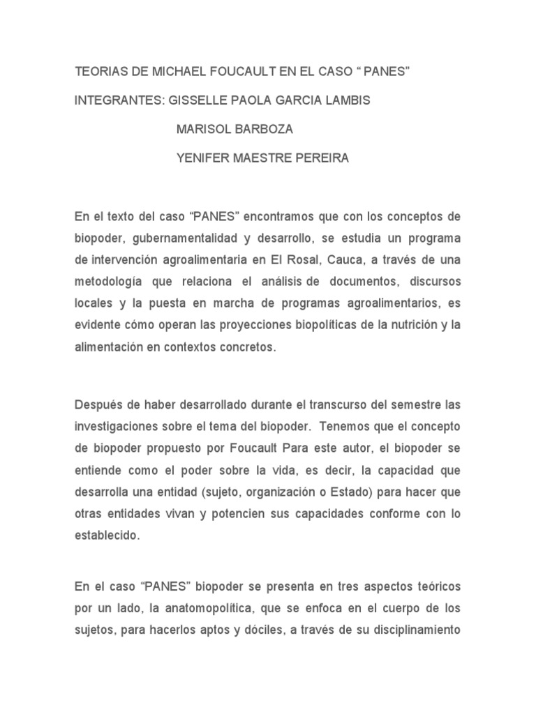 Biopoder Focault | PDF | Michel Foucault | Desnutrición
