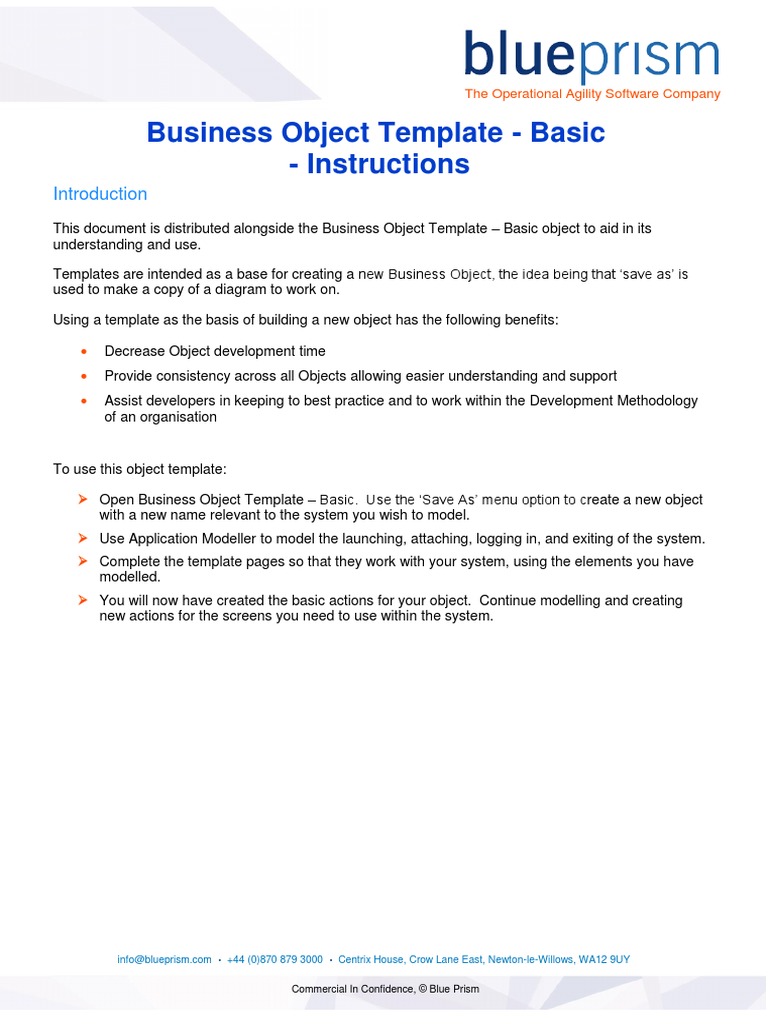 Business Object Template - BASIC - Instructions - 0 | PDF | Application ...