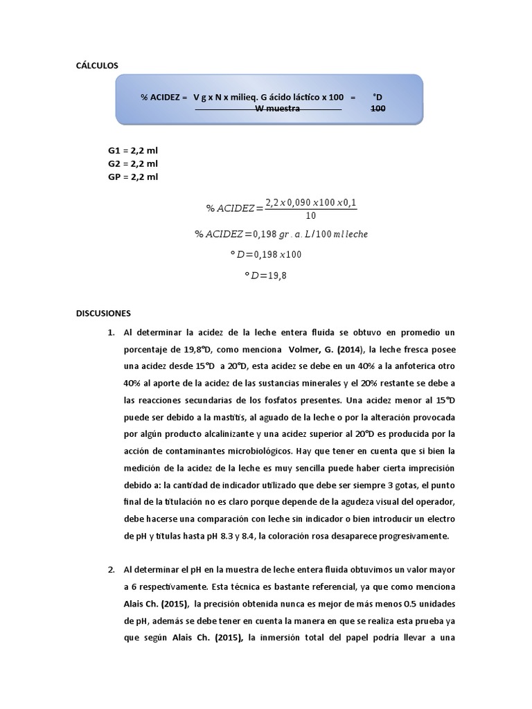 PH y Acidez | PDF | Leche | Ph