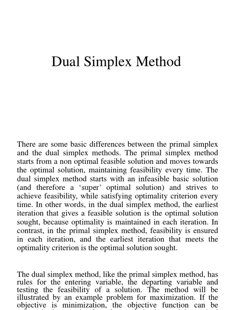 Dual Simplex Method Pdf