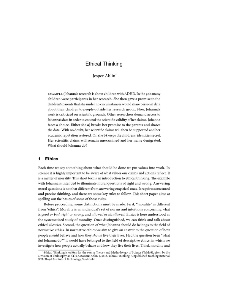 Assigned Reading - Ethical Thinking PDF | PDF | Virtue Ethics ...
