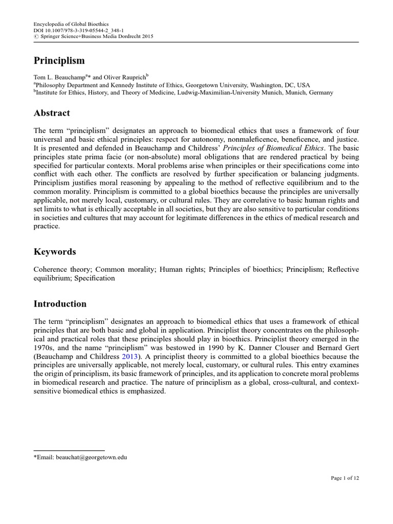 Beauchamp and Rauprich 2016 PDF | PDF | Bioethics | Autonomy