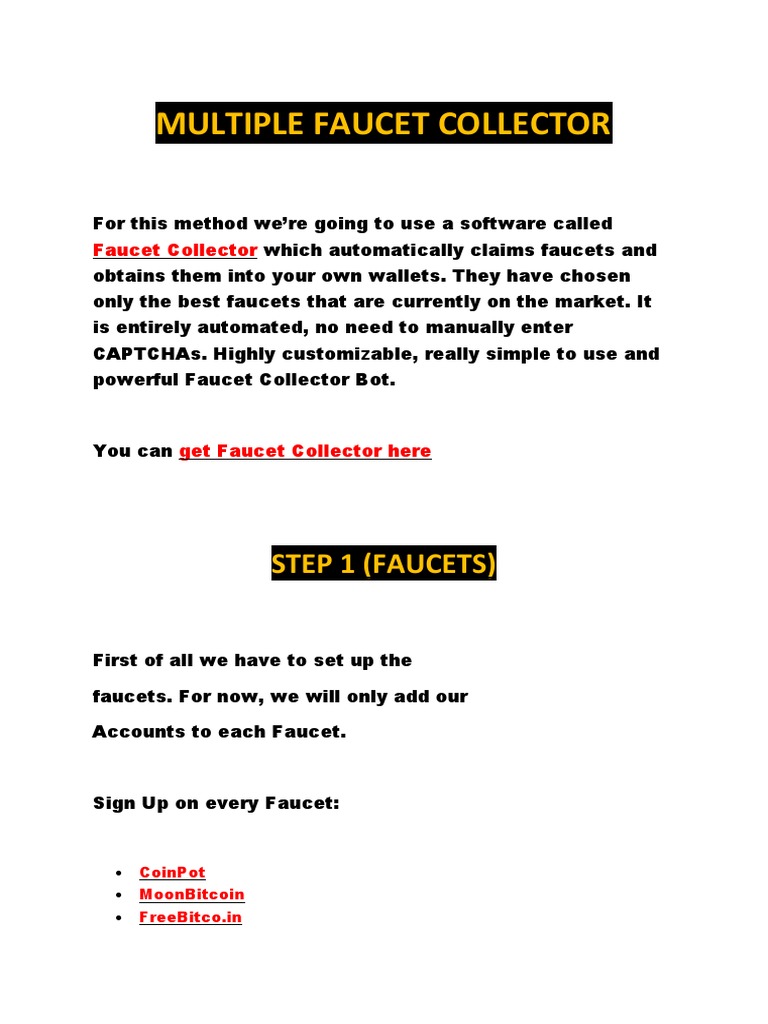 Multiple Faucet Collector: Step 1 (Faucets) | PDF