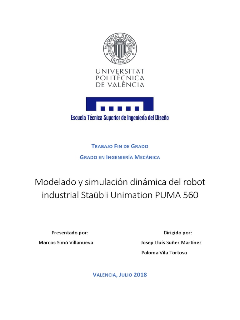 SIMÓ - Modelado y Simulación Dinámica Del Robot Industrial Staübli ...