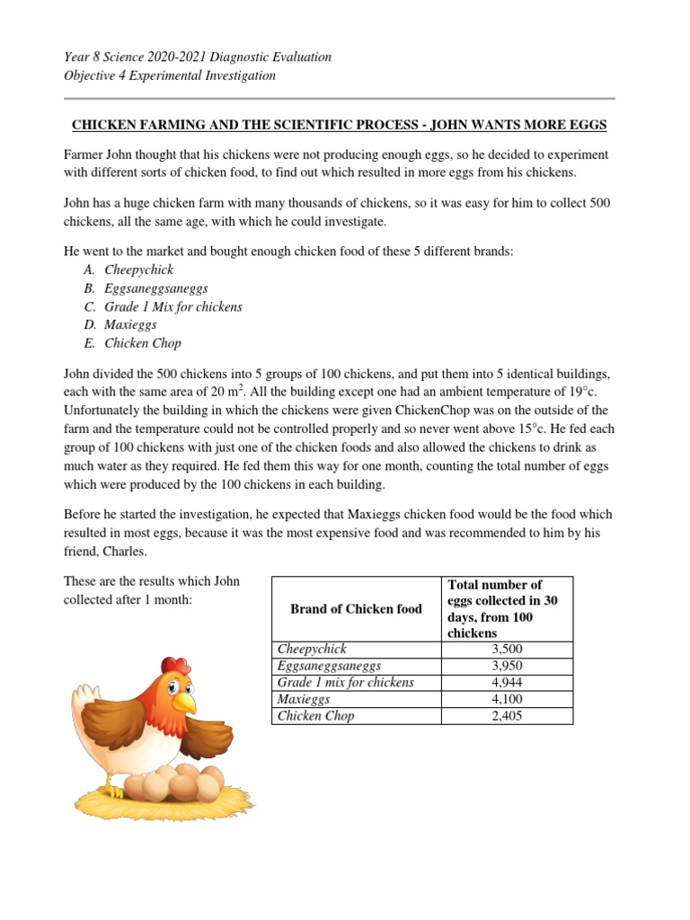 Chicken Farming Egg Production Experiment | PDF | Chicken | Experiment