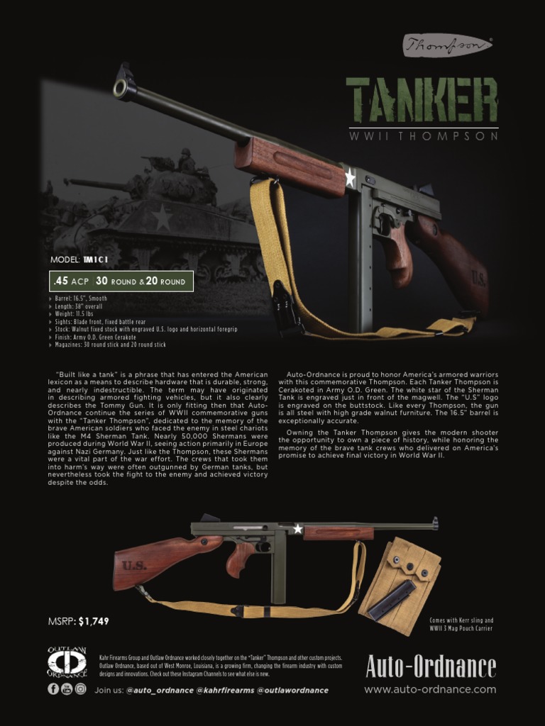 Wwii Thompson: Model: Tm1C1 ACP | PDF | M4 Sherman | Hazards