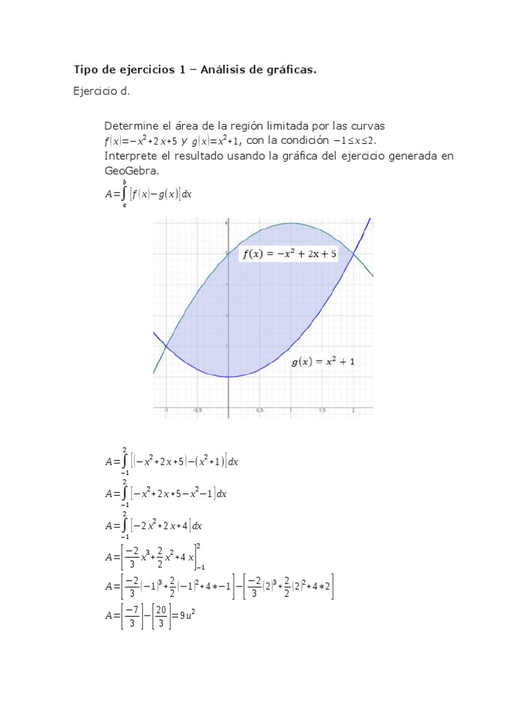 Ejercicios de Integrales y Gráficas | PDF | Análisis | Enseñanza de ...