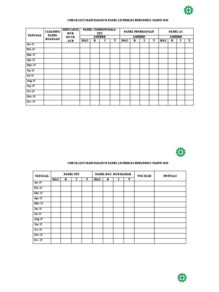 Checklist Perawatan Panel Listrik 2020 | PDF