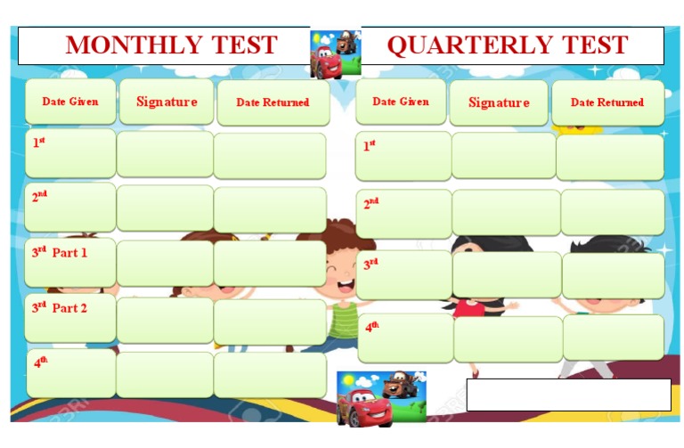Quarterly Test Monthly Test: Signature Signature | PDF