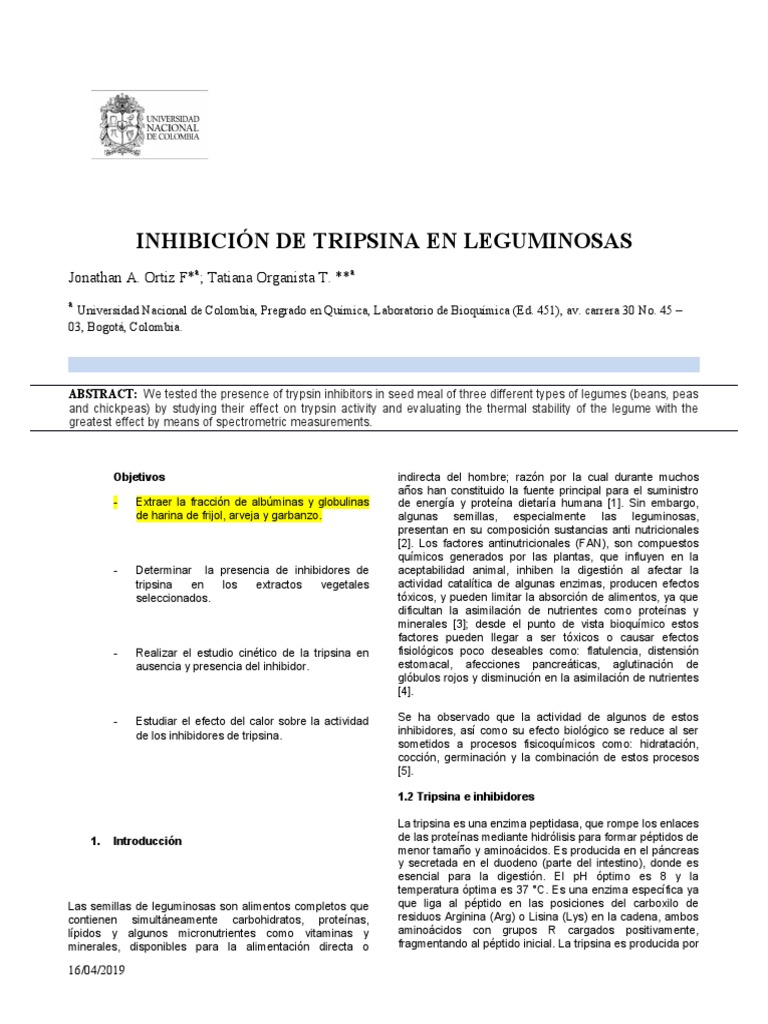 Tripsina Inhibidores | PDF | Inhibidor de la enzima | Nutrientes