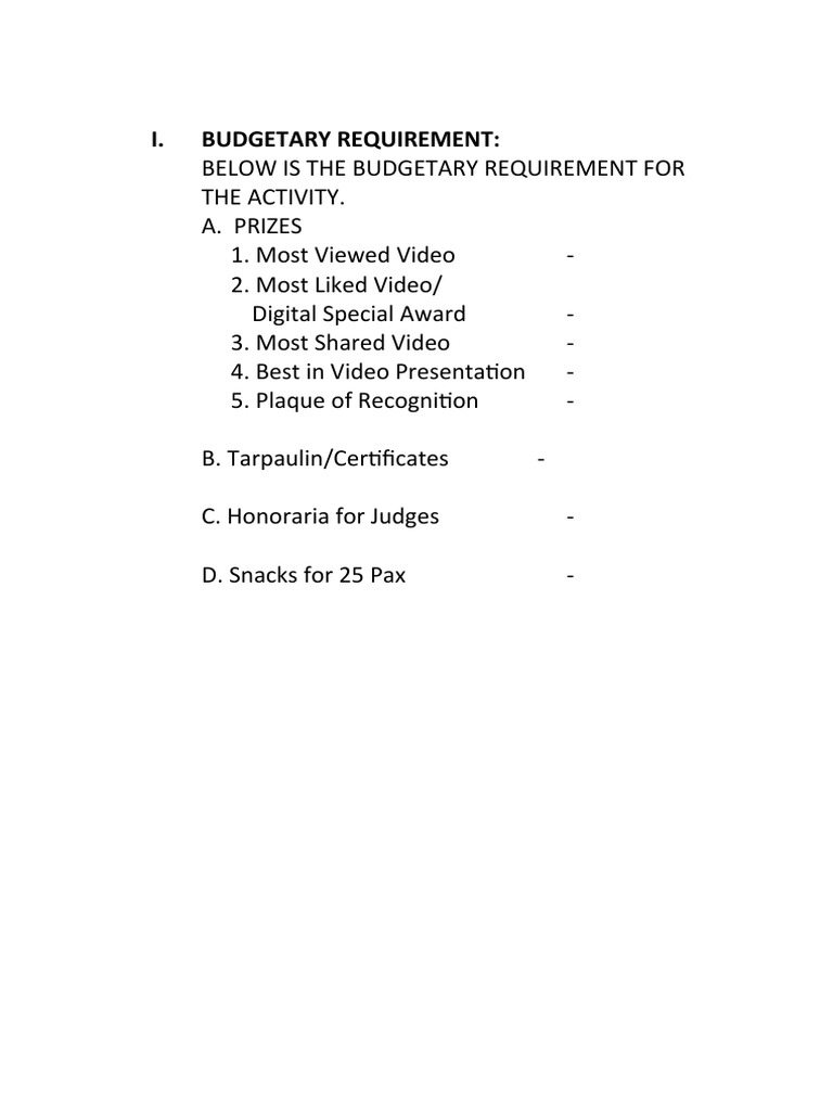 Budgetary Requirement | PDF