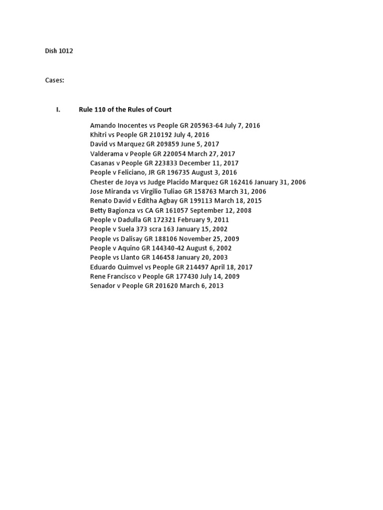 ROC Rule 110 Cases | PDF