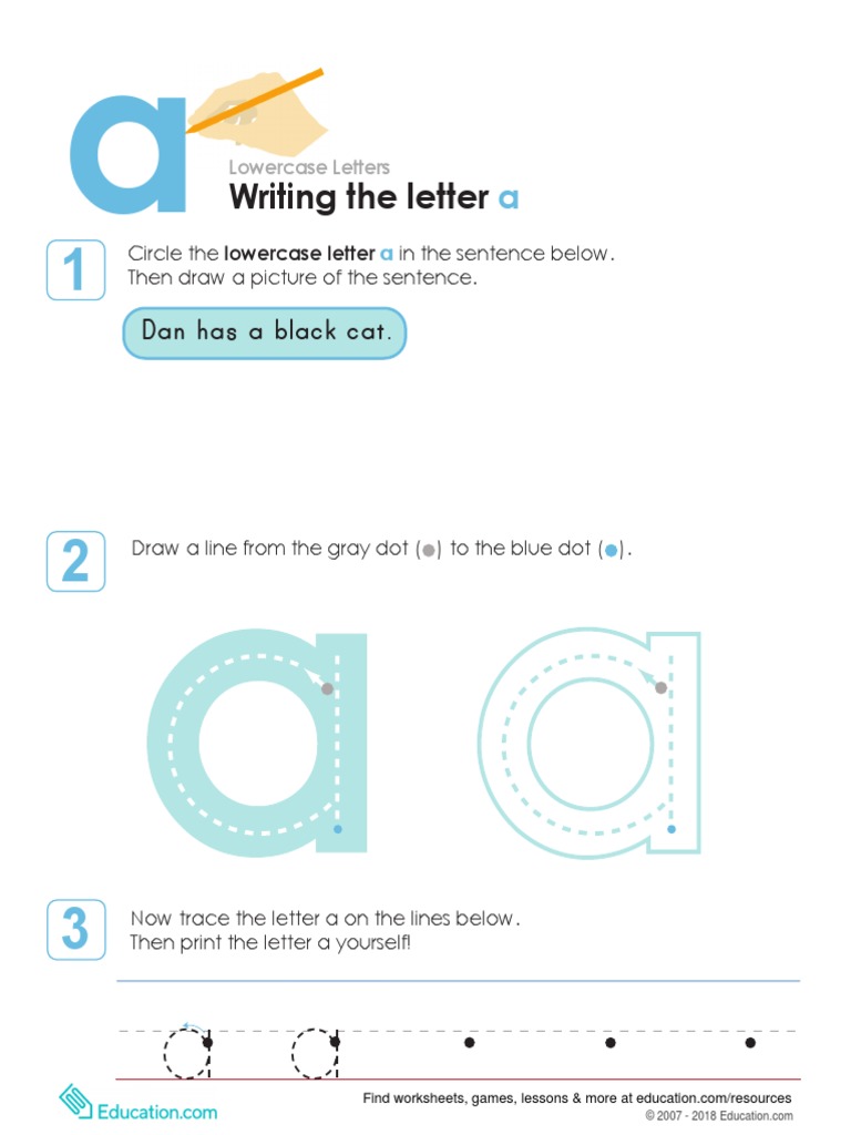 Lowercase Letters Writing A | PDF
