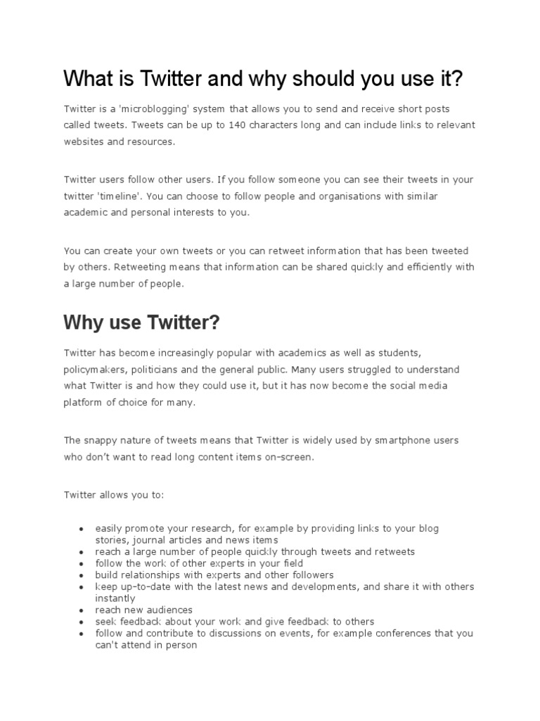 Understanding Twitter's Purpose and Use | PDF | Social Media | Popular ...