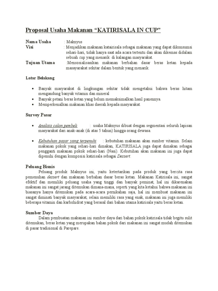 Proposal Usaha Makanan | PDF