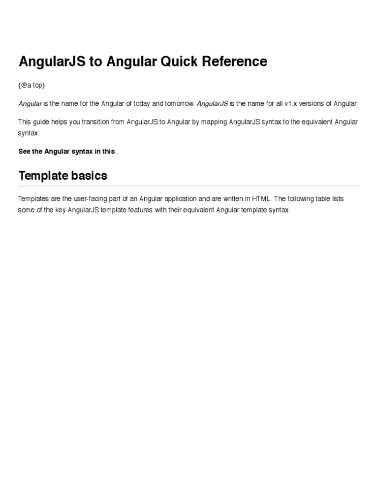 Angular Quick Reference: Mapping Common AngularJS Syntax to Equivalent ...