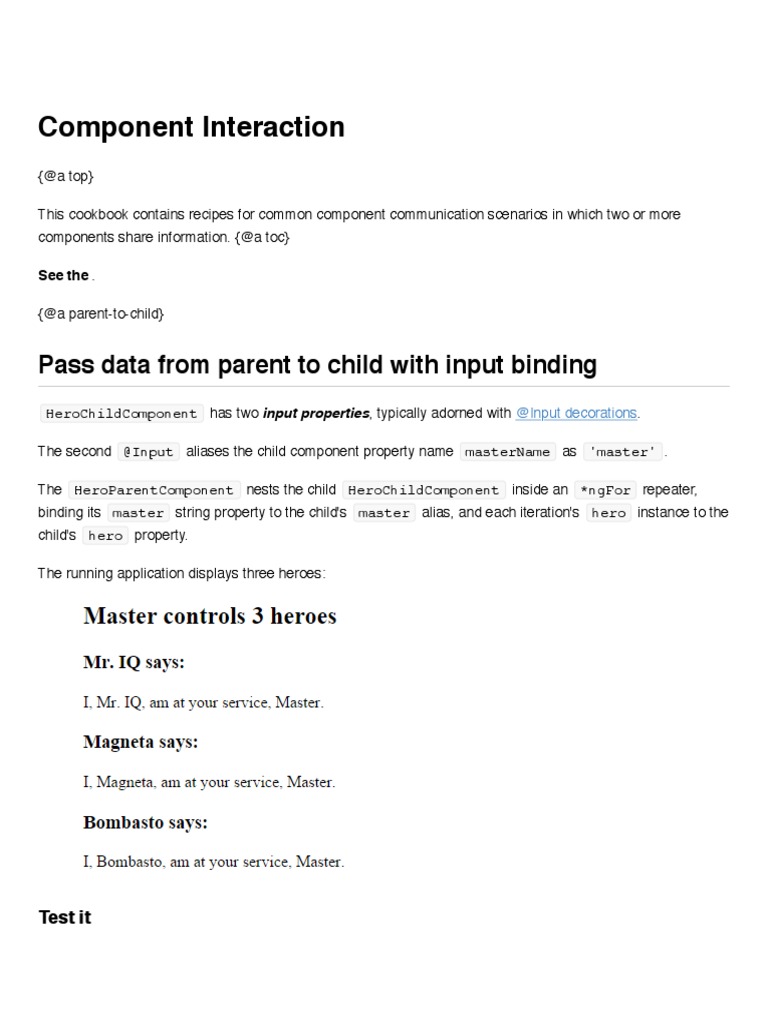 Component Interaction: Pass Data From Parent To Child With Input Binding | PDF | Class (Computer ...