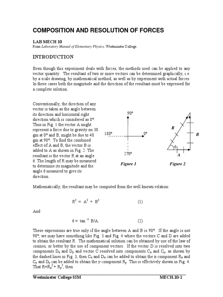 (NOTES) Composition & Resolution of Forces | PDF | Force | Euclidean Vector