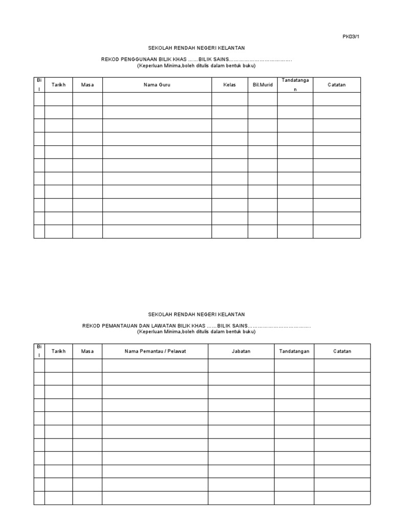 Buku Rekod Guna Bilik | PDF