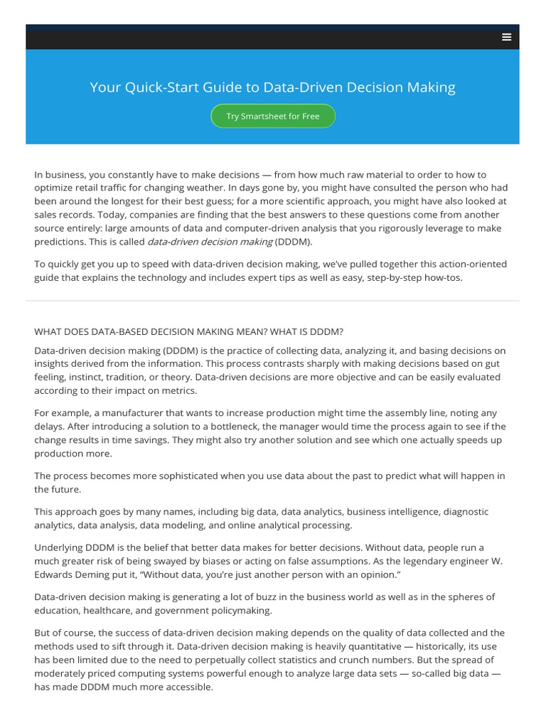 ART 3. Pasos Data-Driven-Decision-Making | PDF | Analytics | Big Data