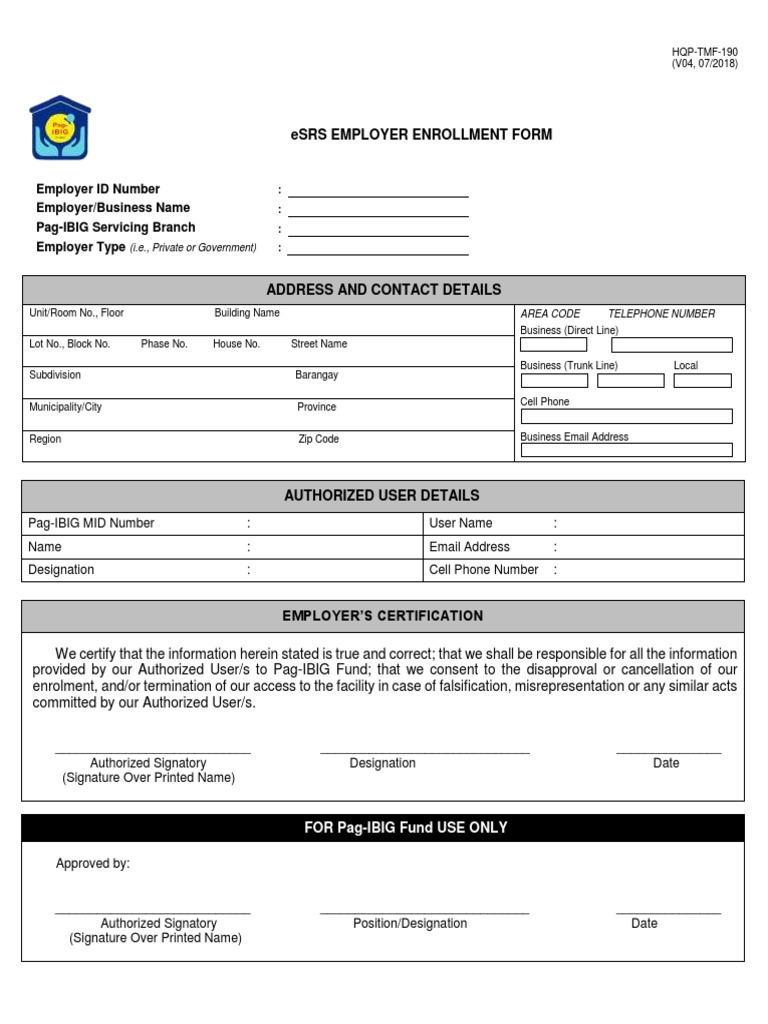 eSRS Employer Enrollment Form 2024 | PDF | Telecommunications | Telephony