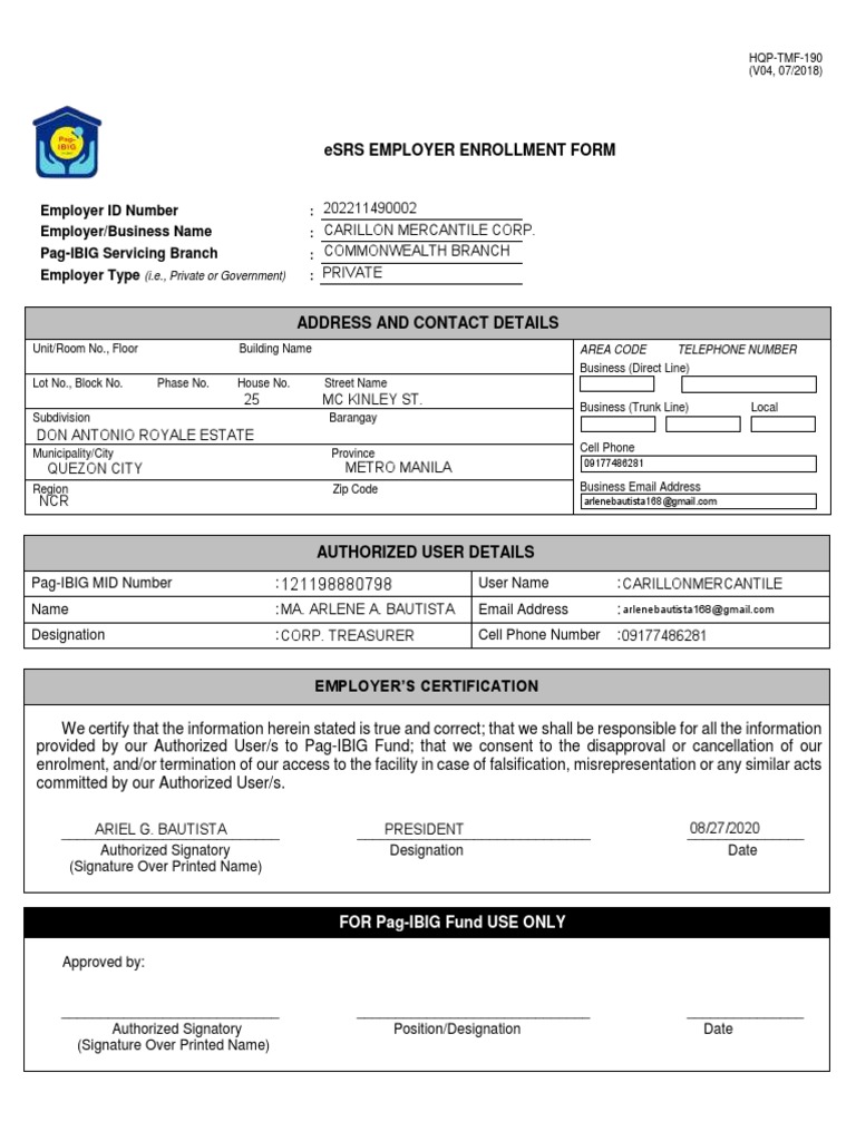 eSRS Reg Form | PDF | Information And Communications Technology | Telephony