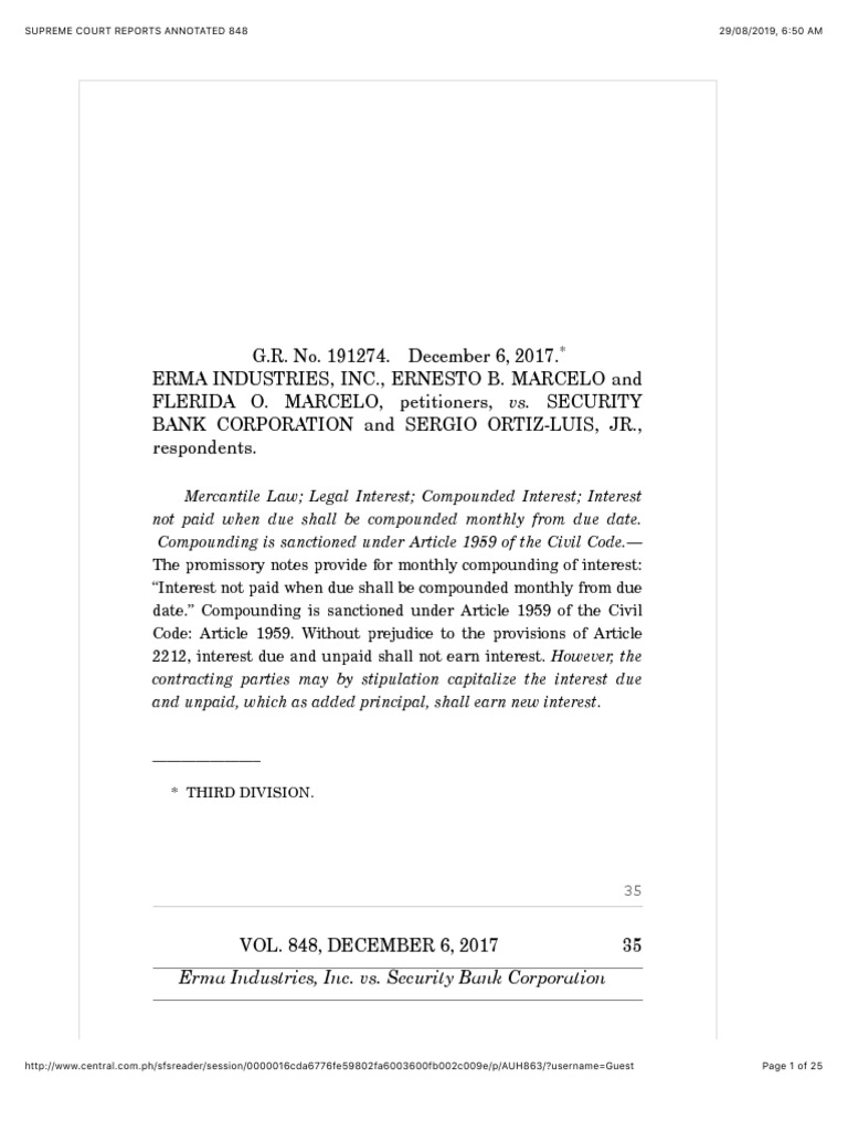 Erma Industries v. Security Bank | PDF | Surety | Interest