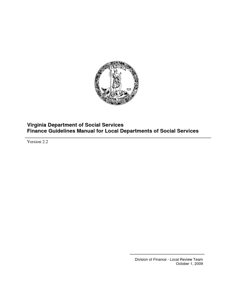 Finance Guidelines Manual For Local Departments of Social Services - VA ...