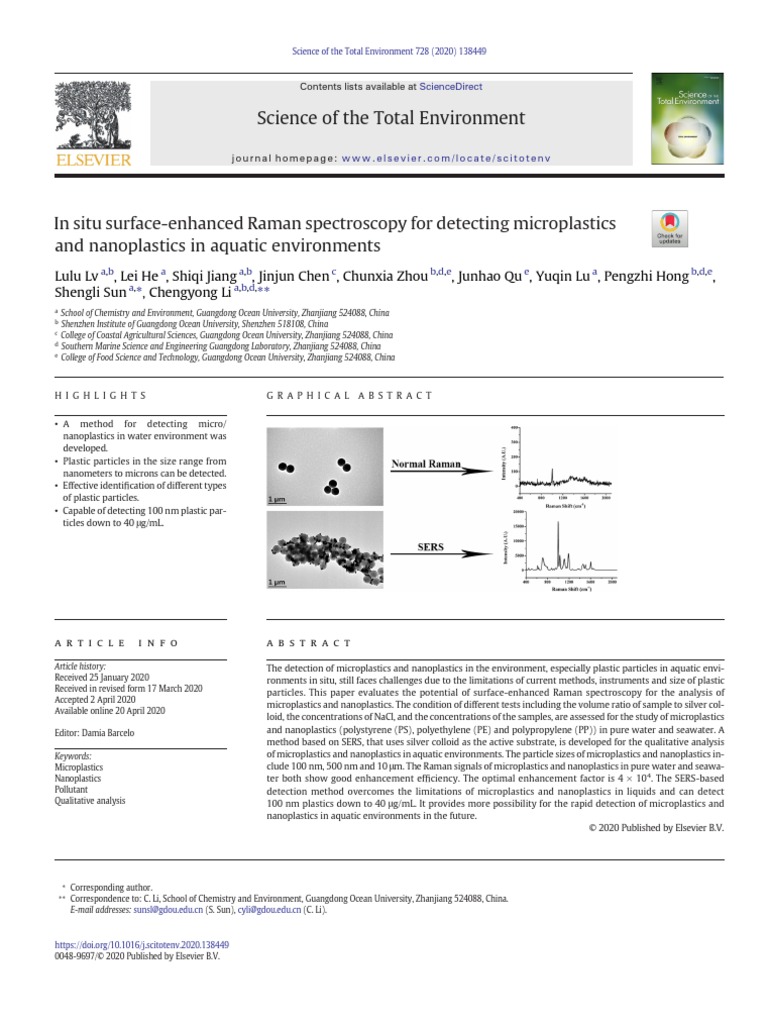 In Situ Surface Enhanced Raman Spectroscopy For Detecting Microplastics