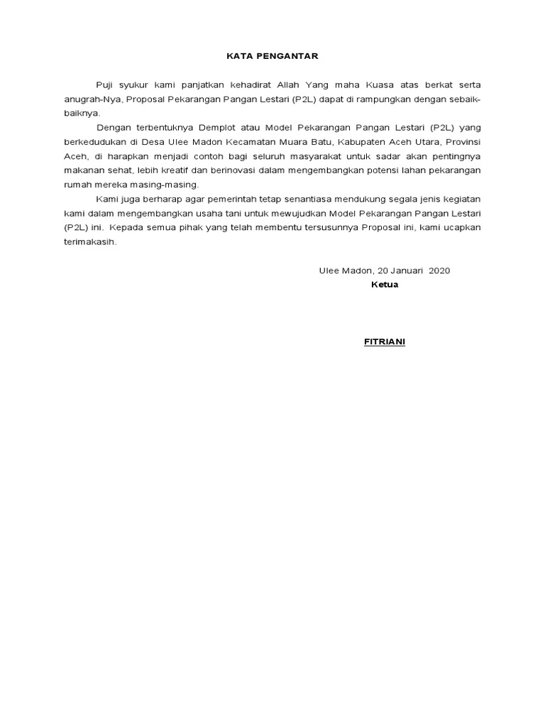 Permohonan Modal P2L Ulee Madon | PDF | Teknologi & Rekayasa