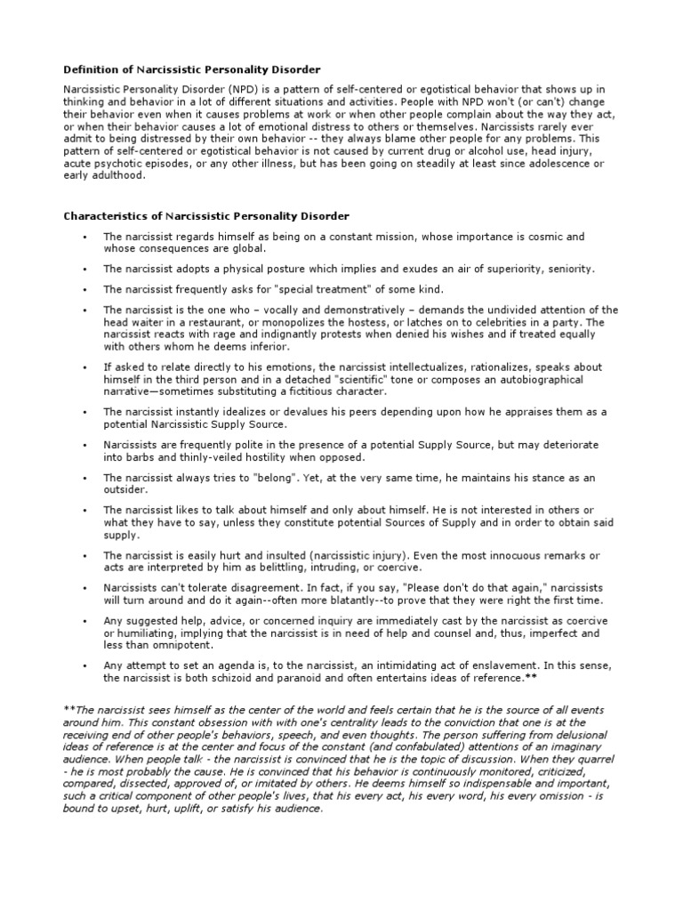 Quick Guide To Understanding Narcissistic Personality Disorder | PDF ...