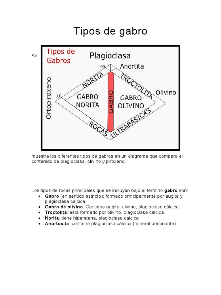 Guía de Tipos de Gabro y Anortosita | PDF | Roca ígnea | Minerales