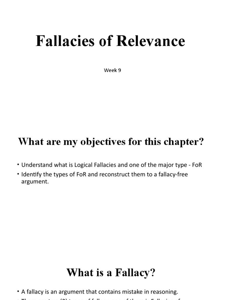Fallacies of Relevance: Week 9 | PDF