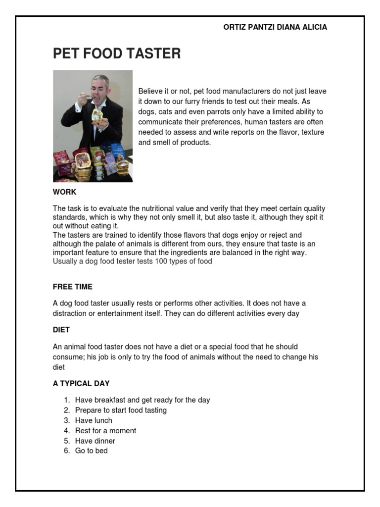Pet Food Taster: Ortiz Pantzi Diana Alicia | PDF