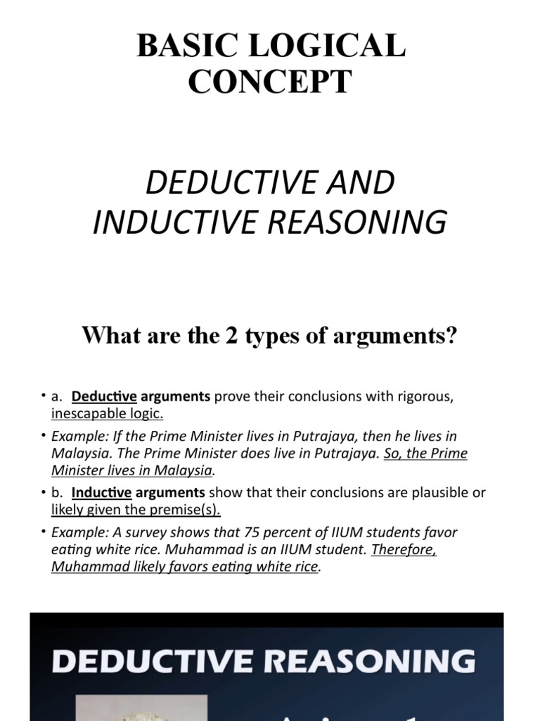 Basic Logical Concept: Deductive and Inductive Reasoning | PDF