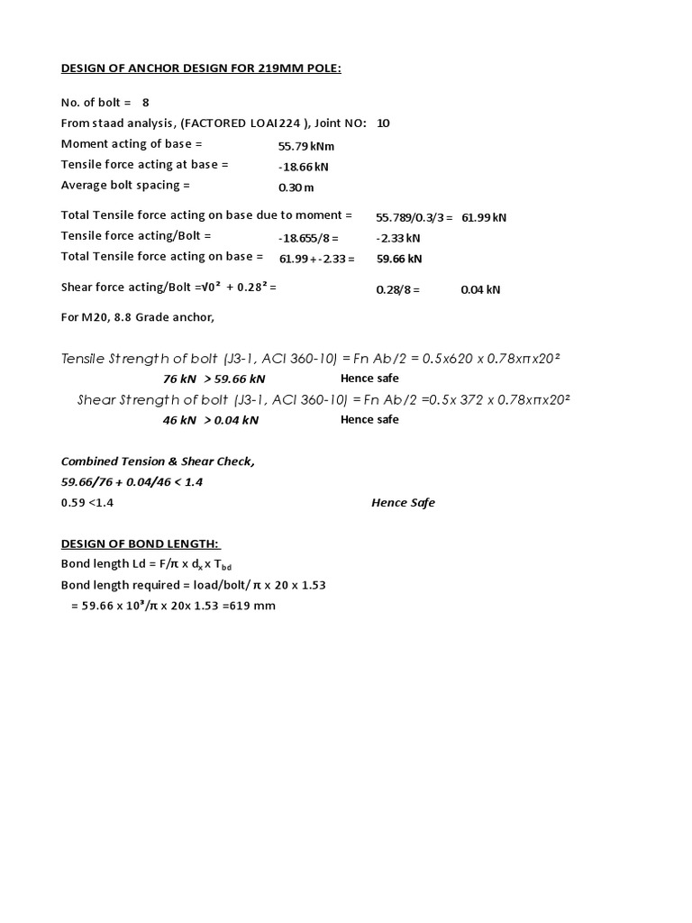 Anchor Bolt Design As Per American Code | PDF