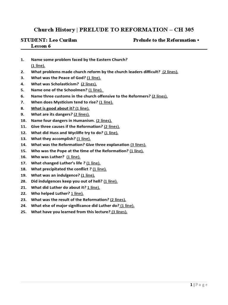 Prelude to Reformation Overview | PDF