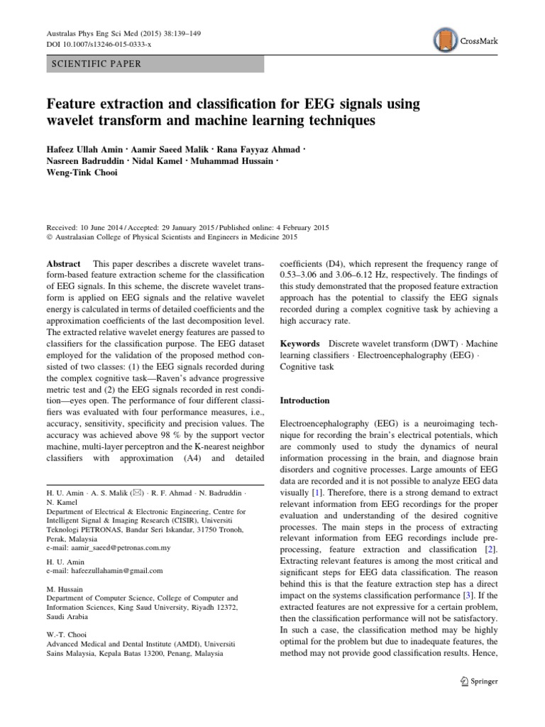 Feature Extraction And Classification For Eeg Signals Using Wavelet