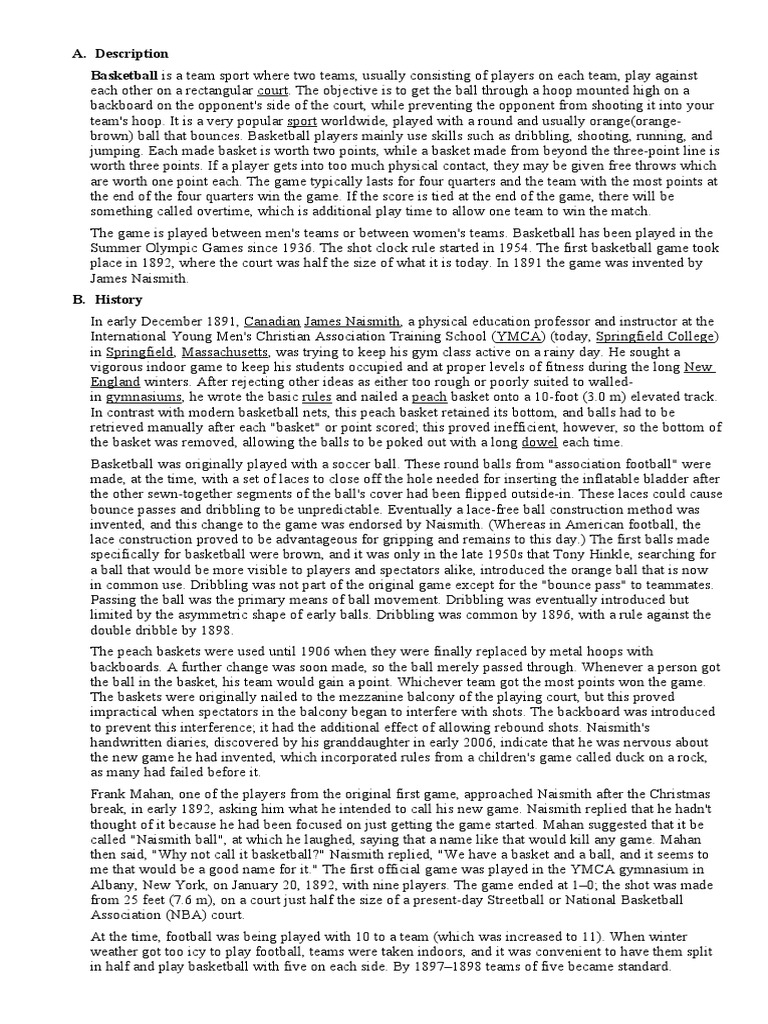 Basketball's Origins and Evolution | PDF | Basketball Positions ...