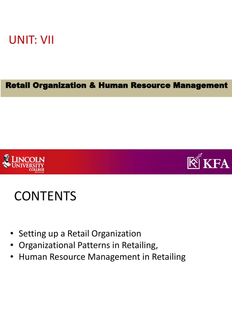 UNIT VII Retail Organization & Human Resource Management | Download ...
