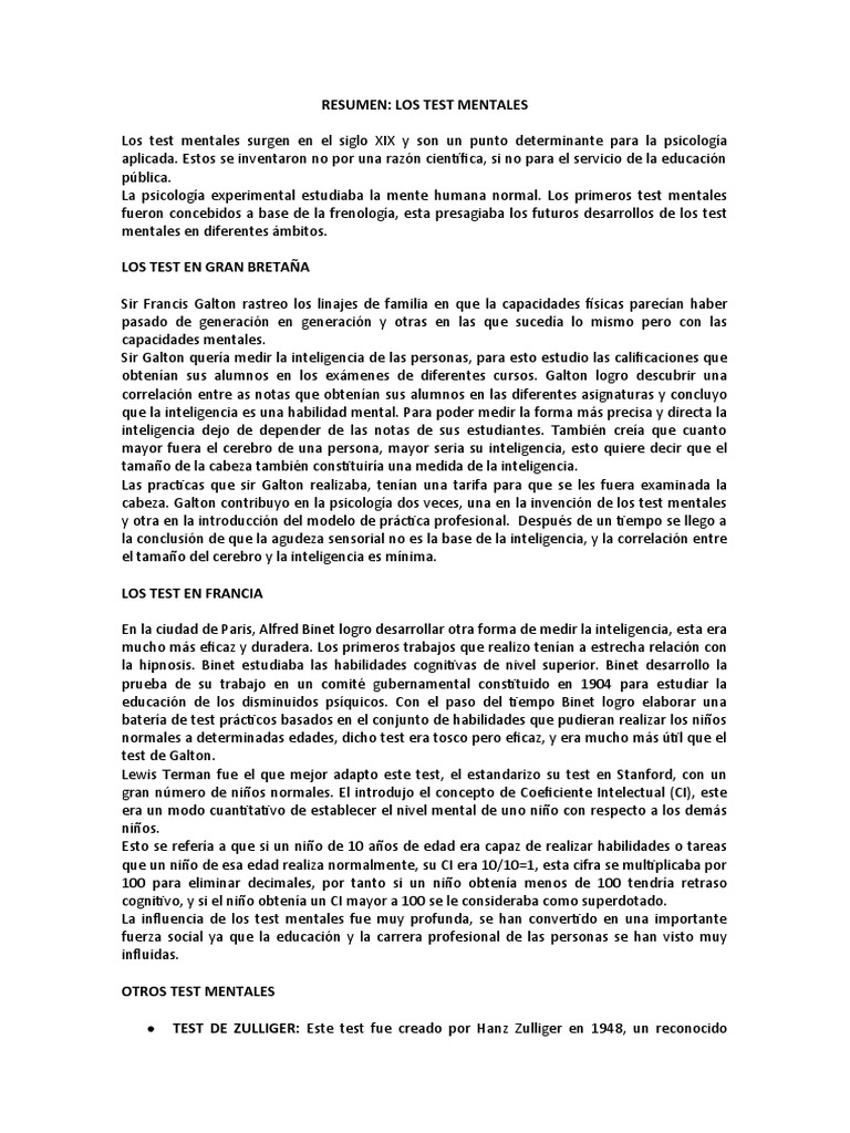 Test Mentales | PDF | Inteligencia | Cociente de inteligencia