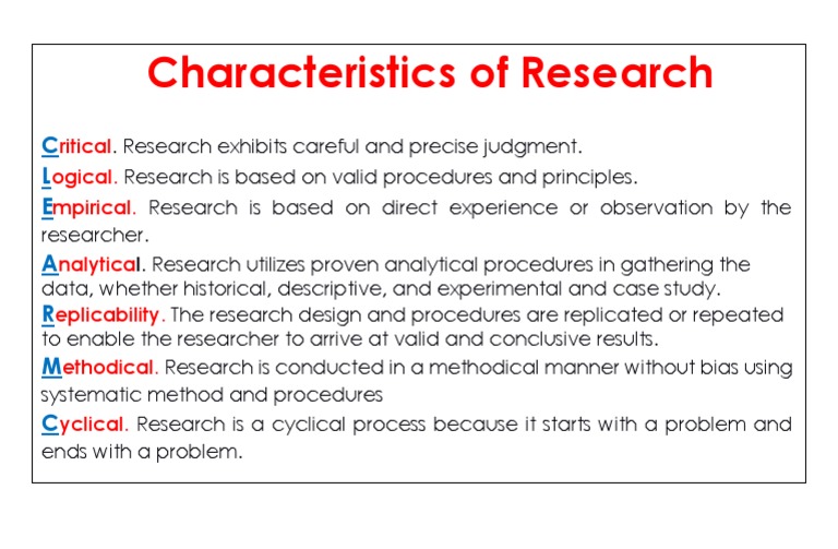 Characteristics of Research: C L E A R M C | PDF