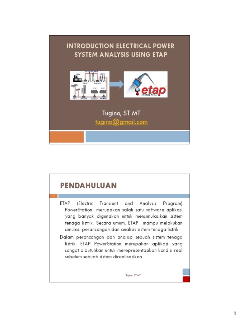 1 Introduction Electrical Power System Analysis Using Etap Pdf Pdf